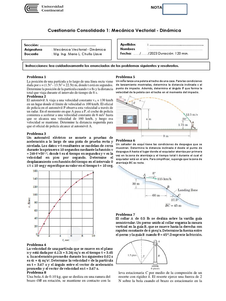 Prueba de Desarrollo I Mecanica Vectorial Dinamica Rev 4 | PDF | Velocidad | Avión