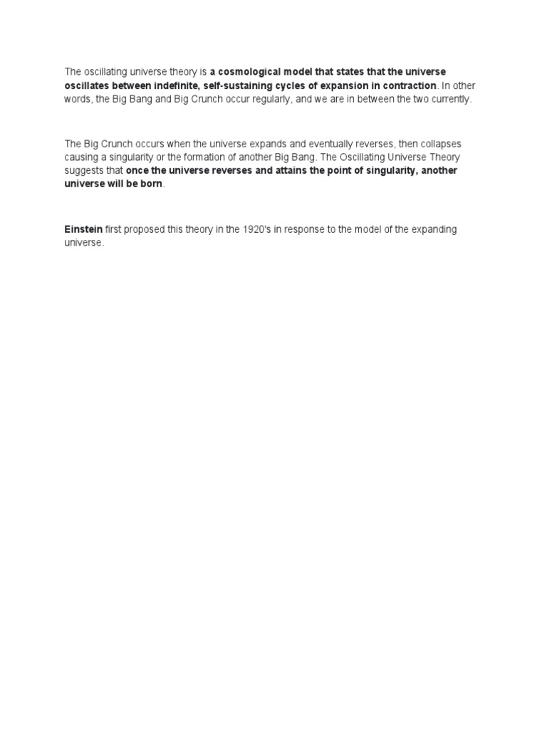 The Oscillating Universe Theory Is | PDF