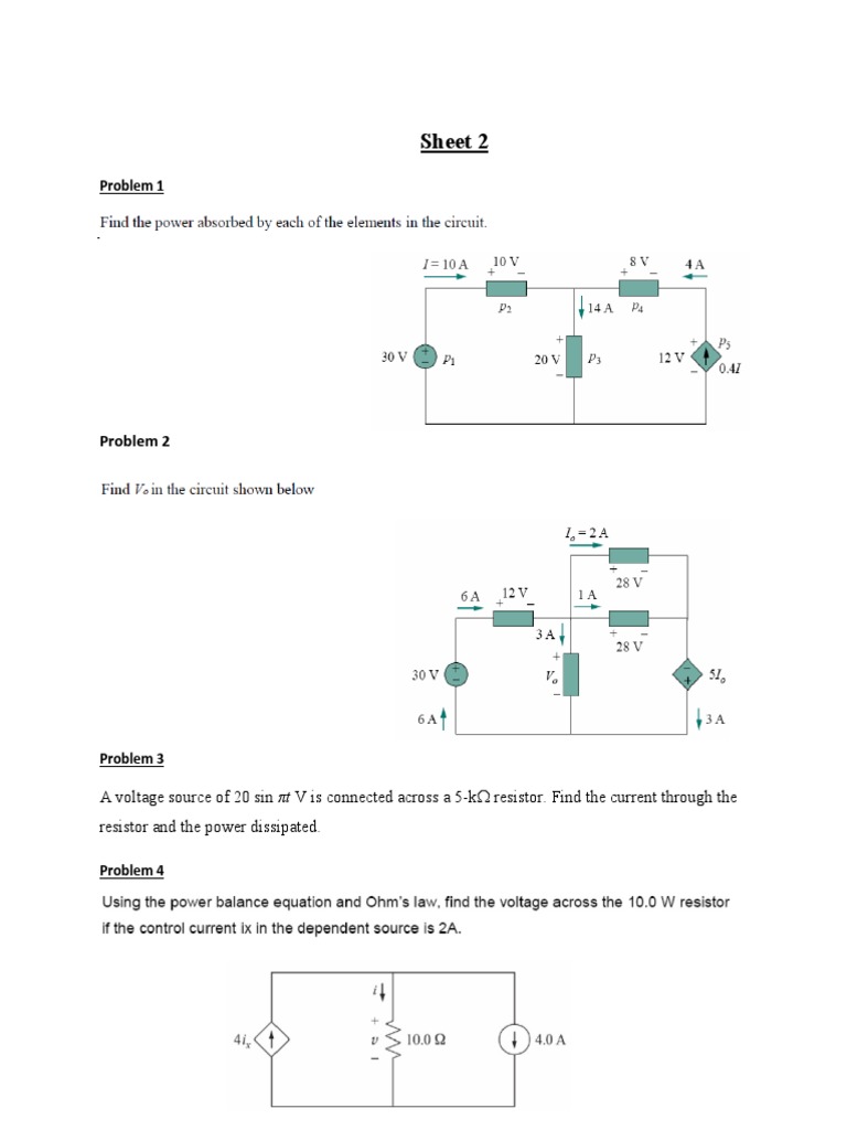Electric Circuits - Sheet 2 | PDF