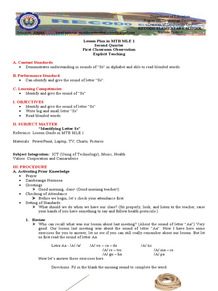 Lesson Plan in MTB MLE 1 CO1 SECOND QUARTER 2022 | PDF | Lesson Plan ...