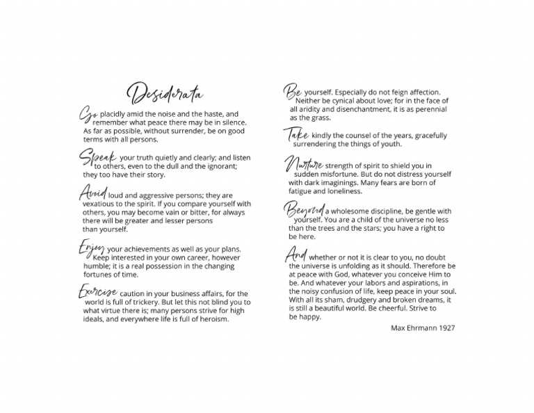 Desiderata PrintedHeron Printable | PDF