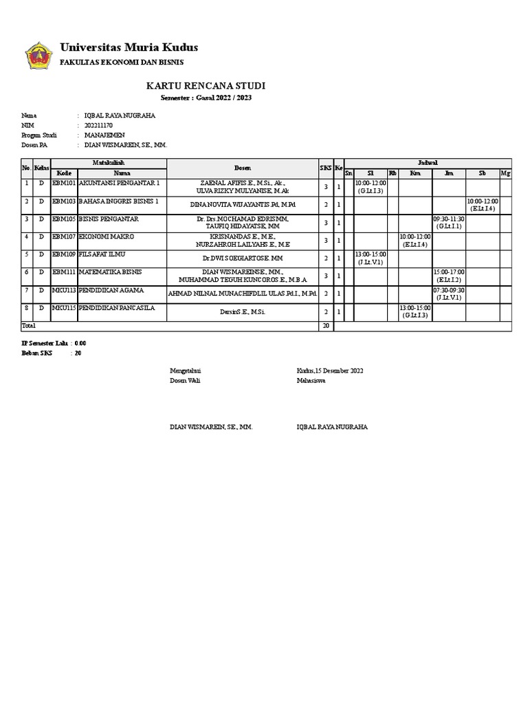 Cetak Rencana Studi Portal Akademik Pdf