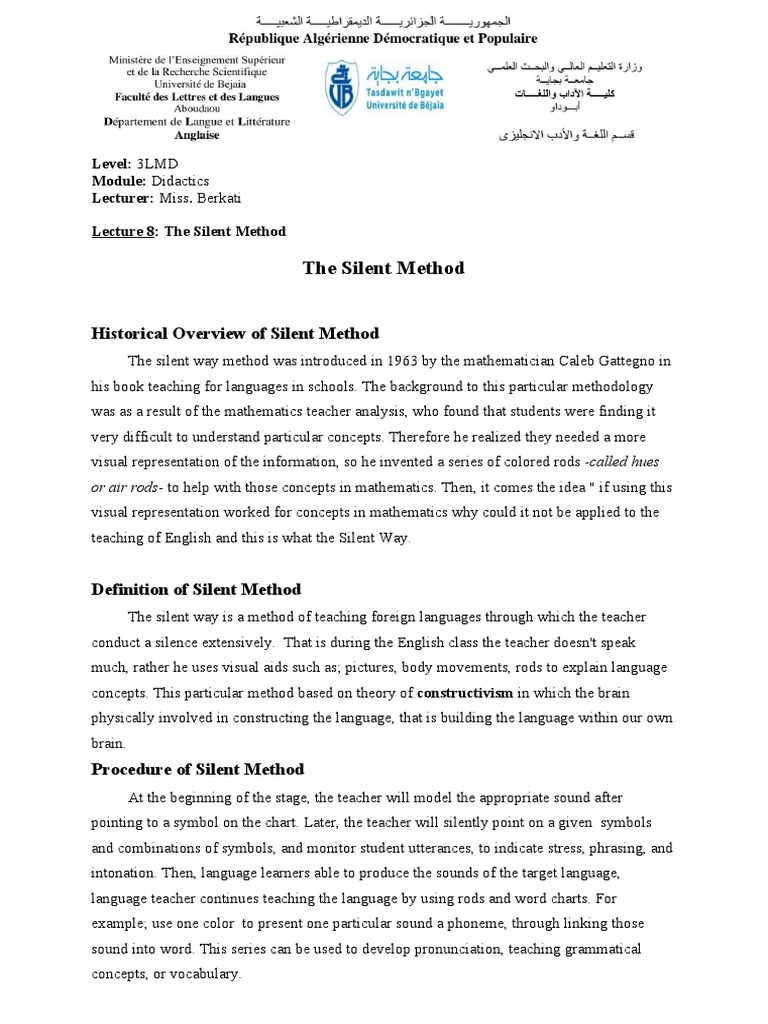 The Silent Method: A Historical Overview and Analysis of its Key ...