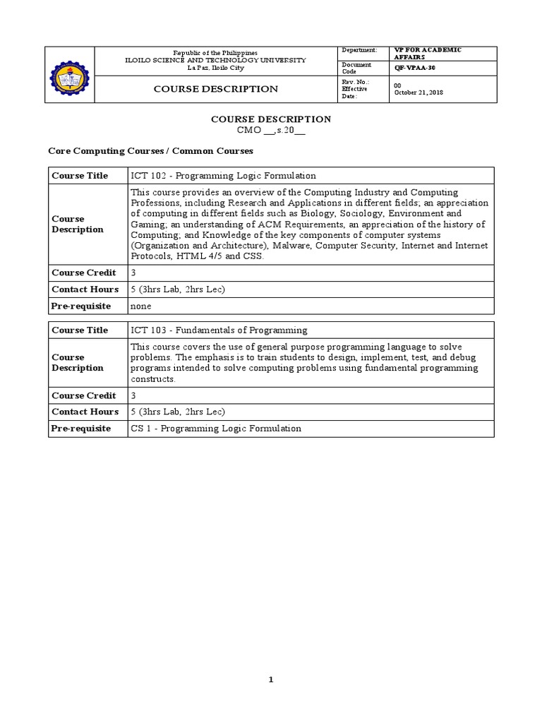 Bsit Course Description | PDF | Analytics | Computer Network