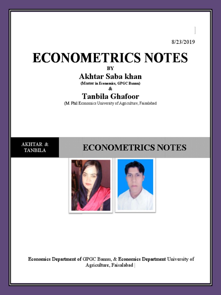 Econometrics Notes | PDF | Dependent And Independent Variables | Linear ...