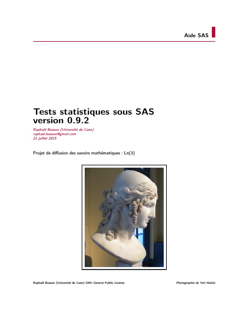 Tests Statistiques sous SAS | PDF | Analyse de la variance | Loi de ...