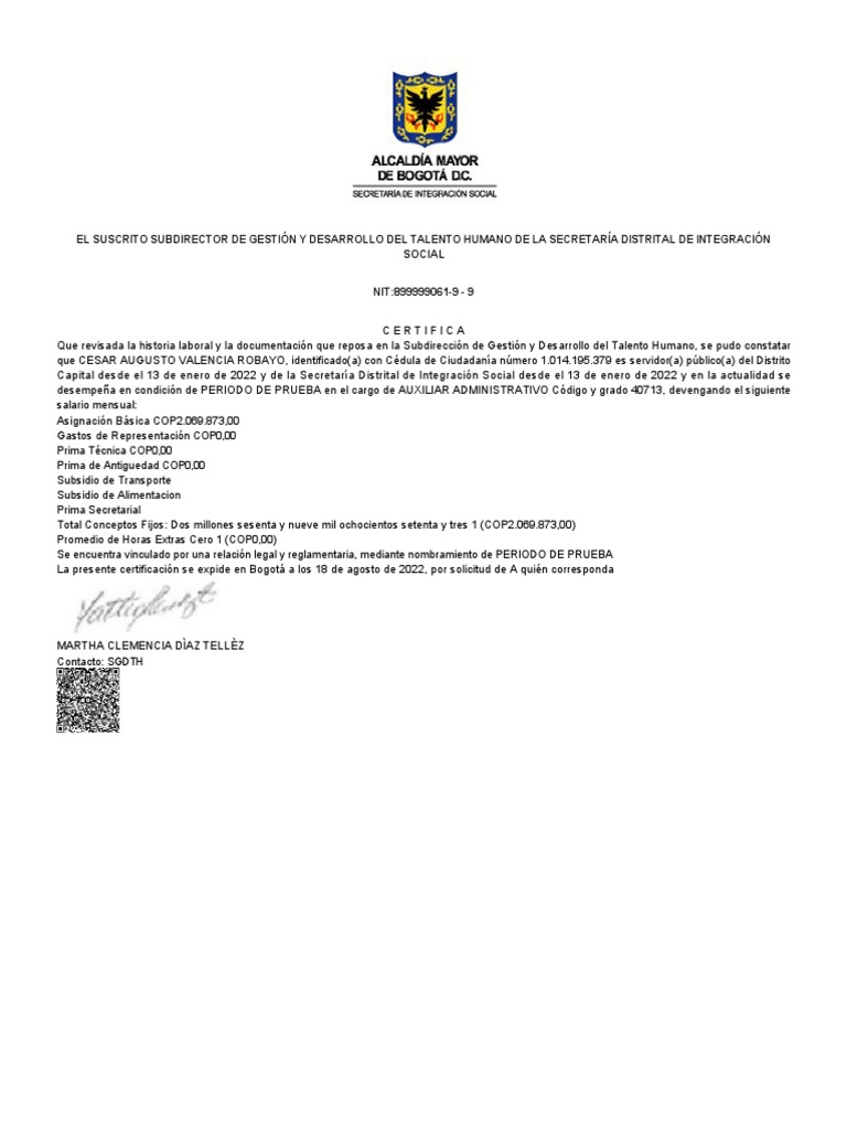 Certificacion Cesar Valencia 18-08-2022 | PDF | Finanzas y dinero