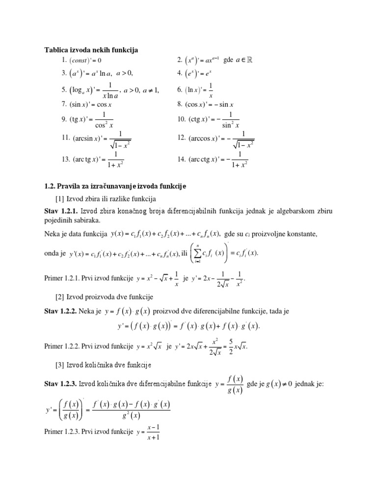 Izvodi Teorija | PDF