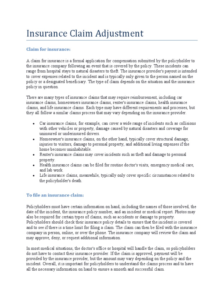 Insurance Claim Process Guide | PDF
