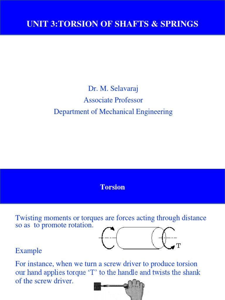 Unit Iii Torsion Pdf Torque Stress Mechanics