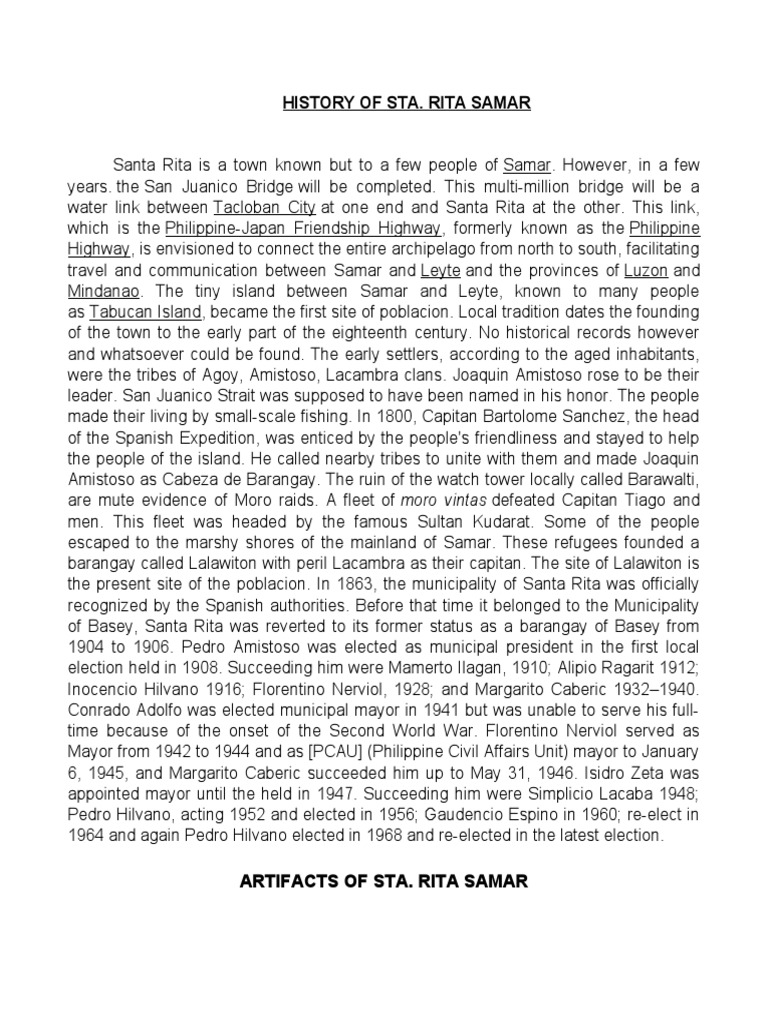 History of Sta. Rita | PDF | Southeast Asia | Philippines