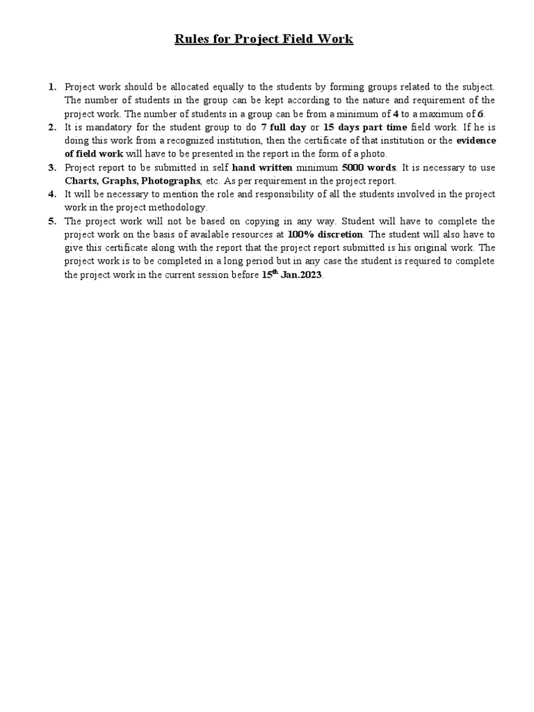 Rules Project Field Work For BBA & B.Com. 1st Year - NEP 2022-1 | PDF | Consumer Behaviour ...