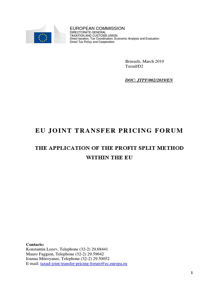 Report On The Application of The Profit Split Method Within The Eu en | PDF | Cost Of Living ...