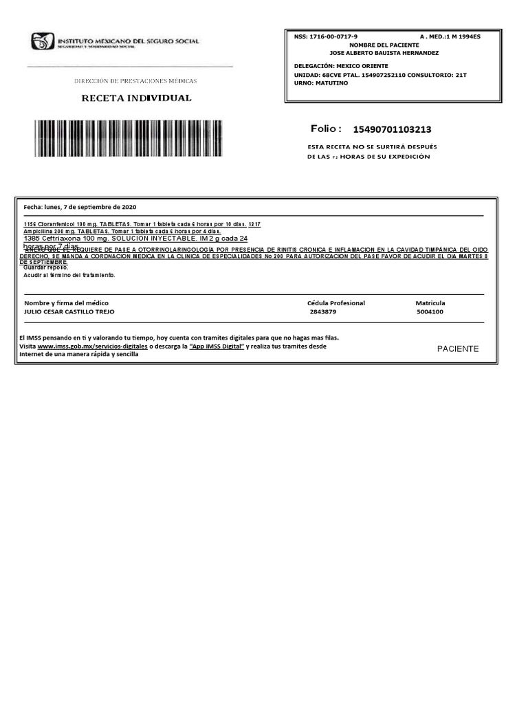 Receta Editable Imss 2022 | PDF