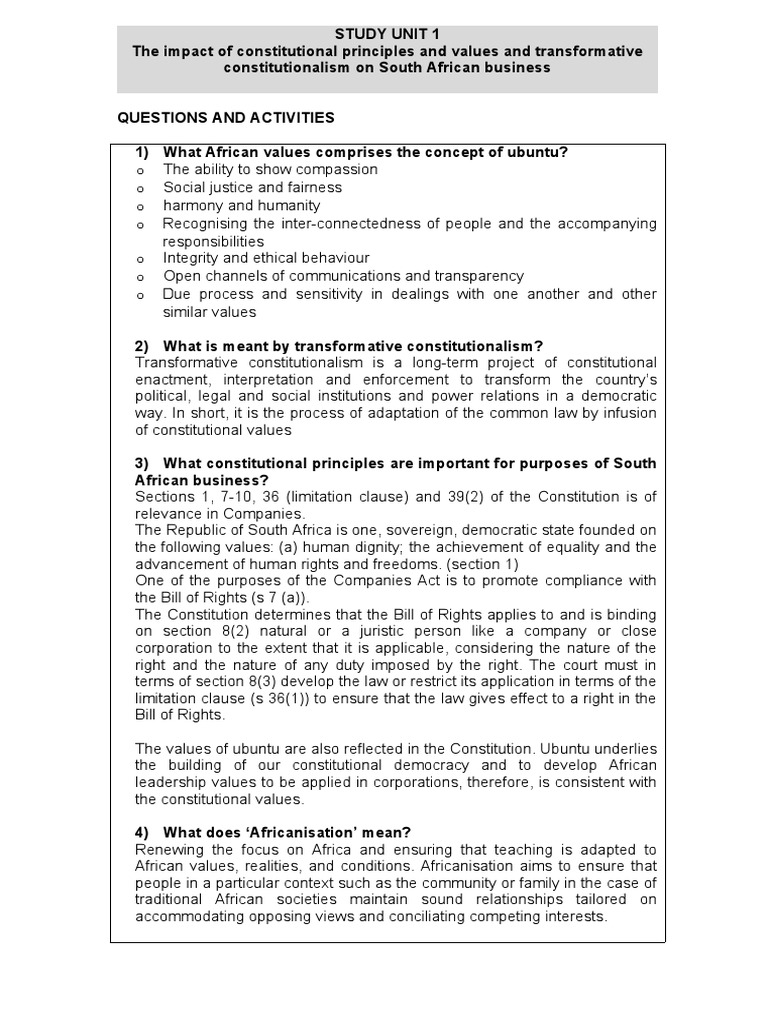 Study Unit 1 Discussion Questions and Answers | PDF | Corporate Social ...