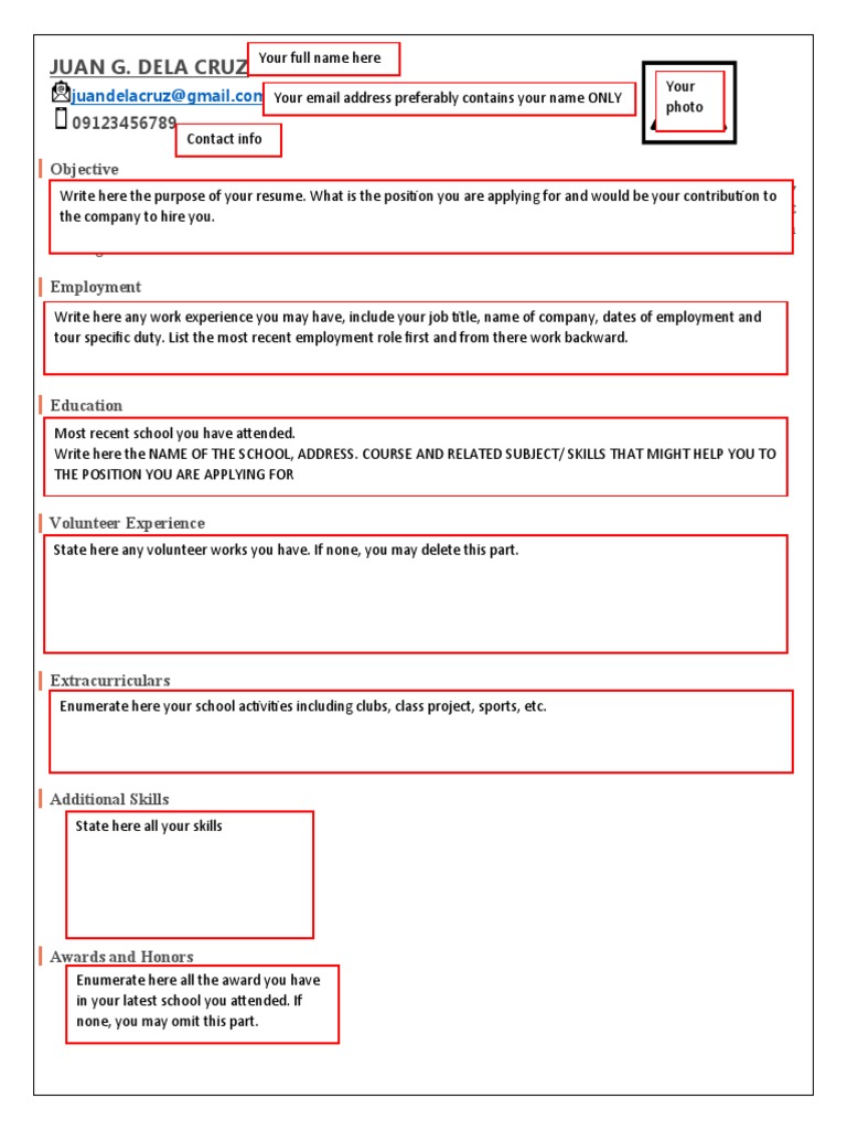 Sample SHS Resume Format | PDF | Career & Growth