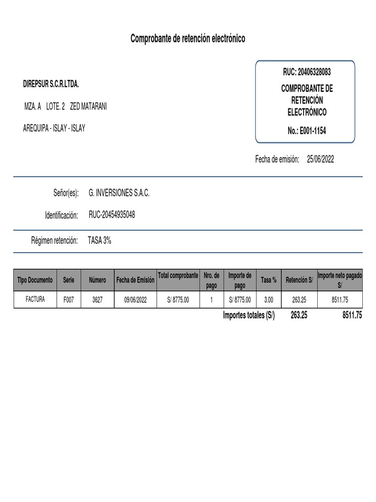 Comprobante de Retención Electrónico | PDF