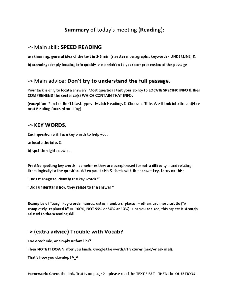 IELTS - Academic - Reading - Tips | PDF