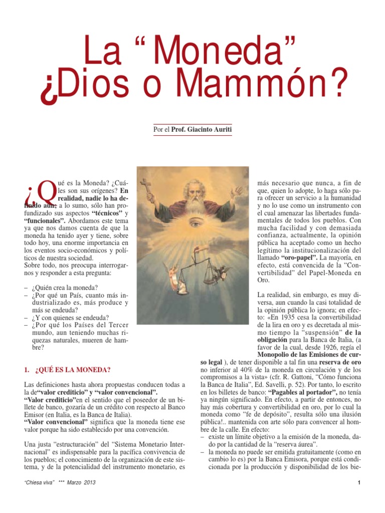 La Moneda Dios o Mammon | PDF | Moneda | Bancos