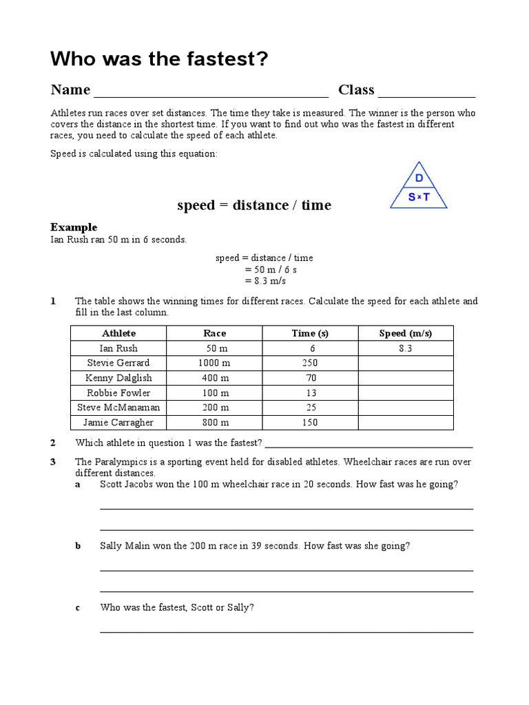 Speed - Class Activity | PDF