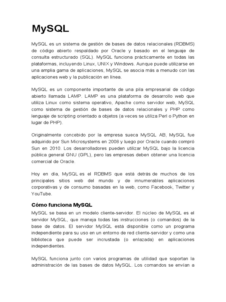 MSQL | PDF | Mi sql | Informática