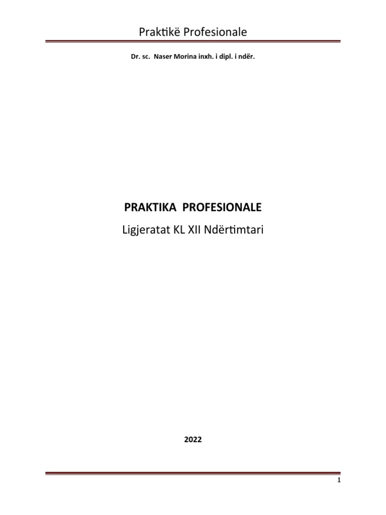 LIGJERATAT - Praktika Profesionale KL XII Ndërtimtari | PDF