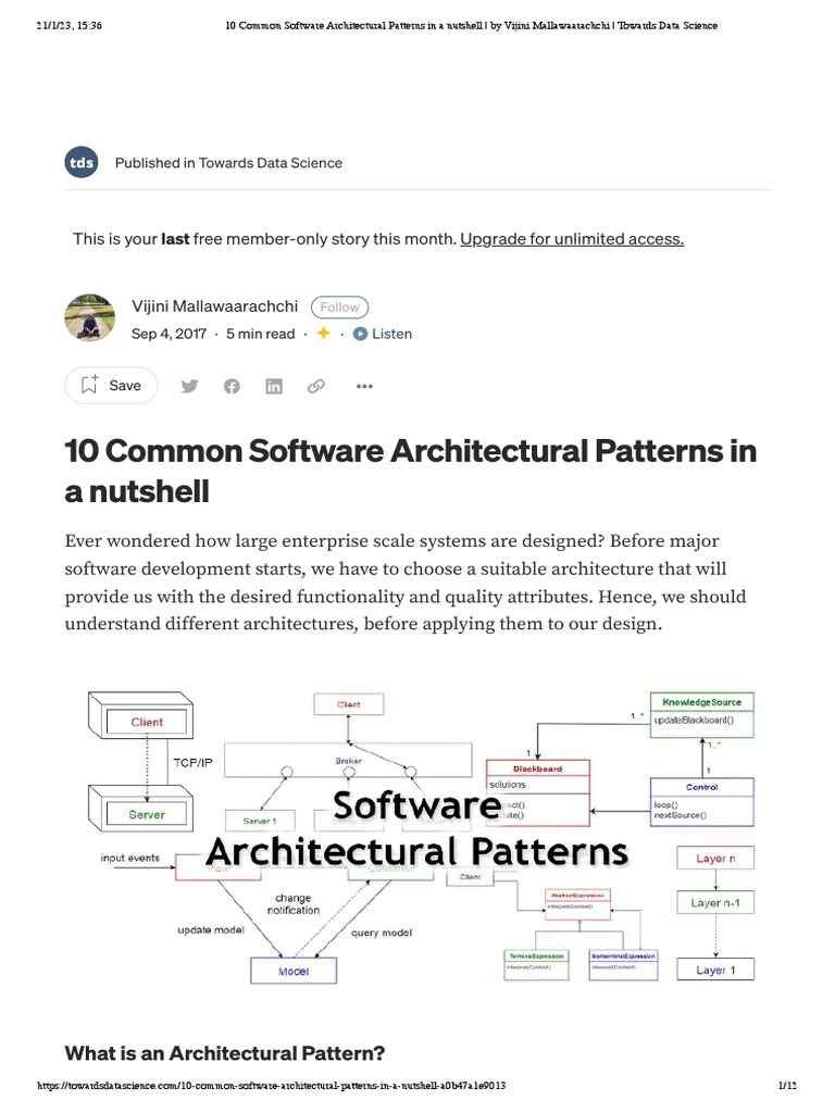 10 Common Software Architectural Patterns in A Nutshell - by Vijini Mallawaarachchi - Towards ...