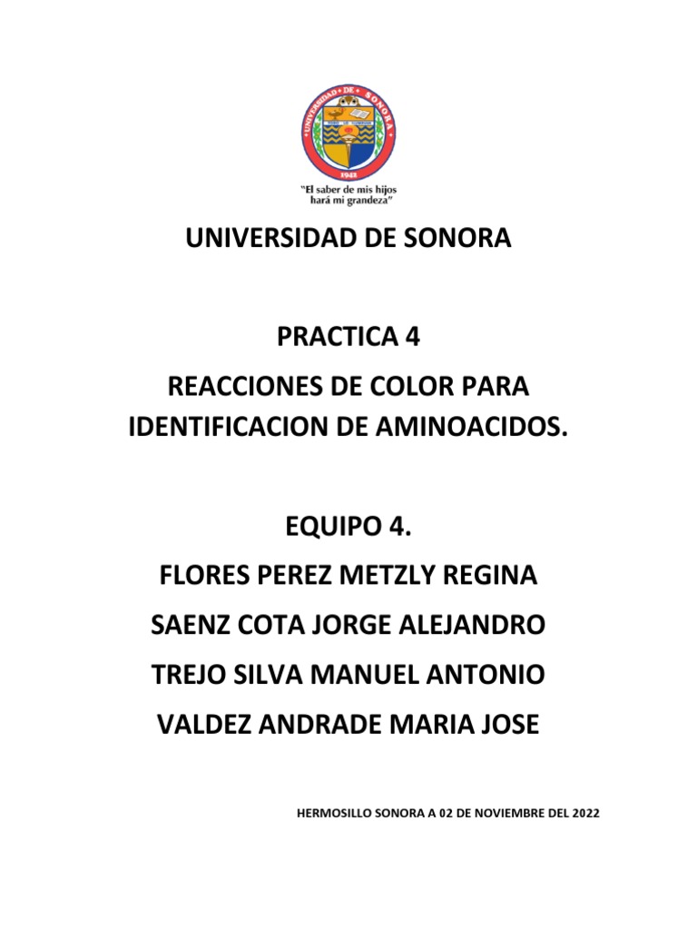 Reacciones de Color para Identificacion de Aa | PDF | Aminoácidos | Proteínas