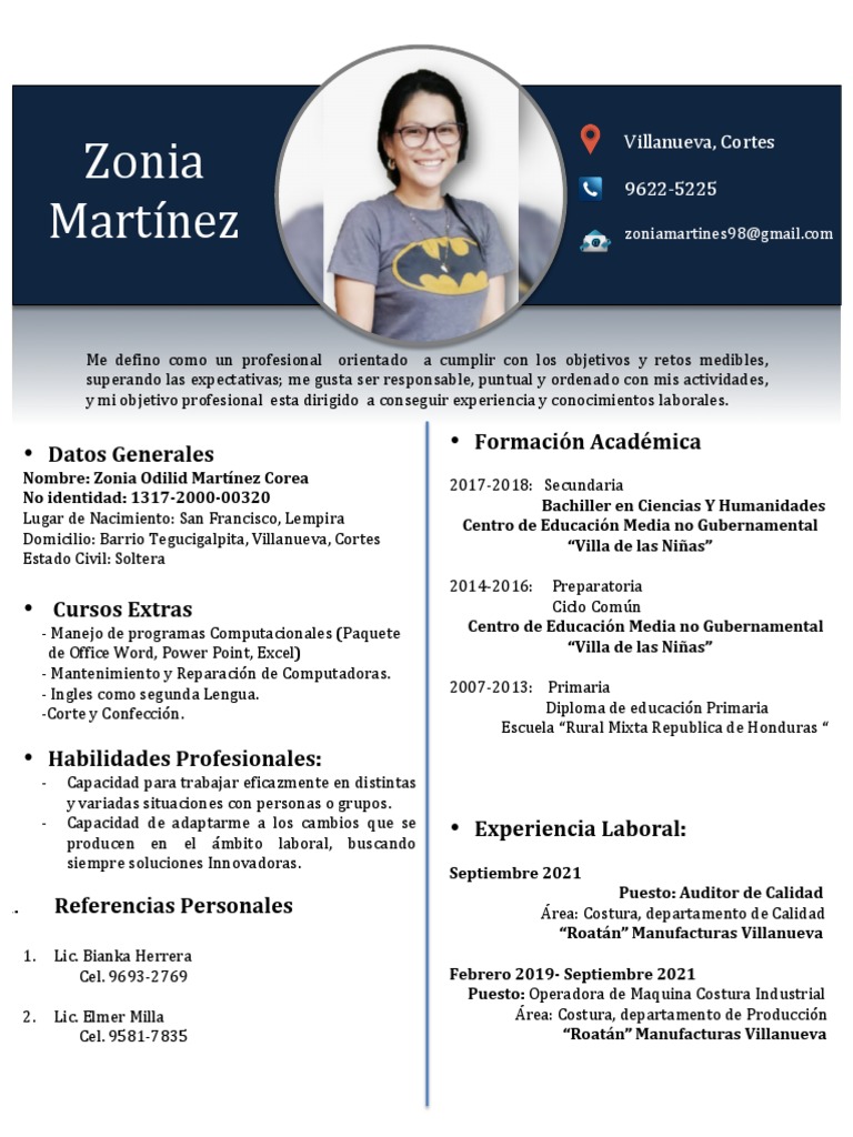 CV de Zonia Martínez Villanueva | PDF | Educación primaria