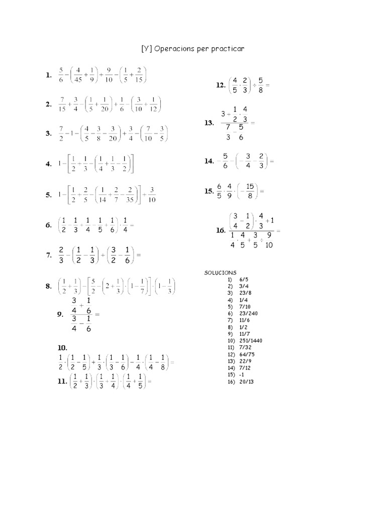 (Y) Operacions Per Practicar | PDF