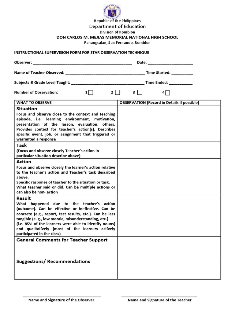 STAR Observation Technique Template | PDF