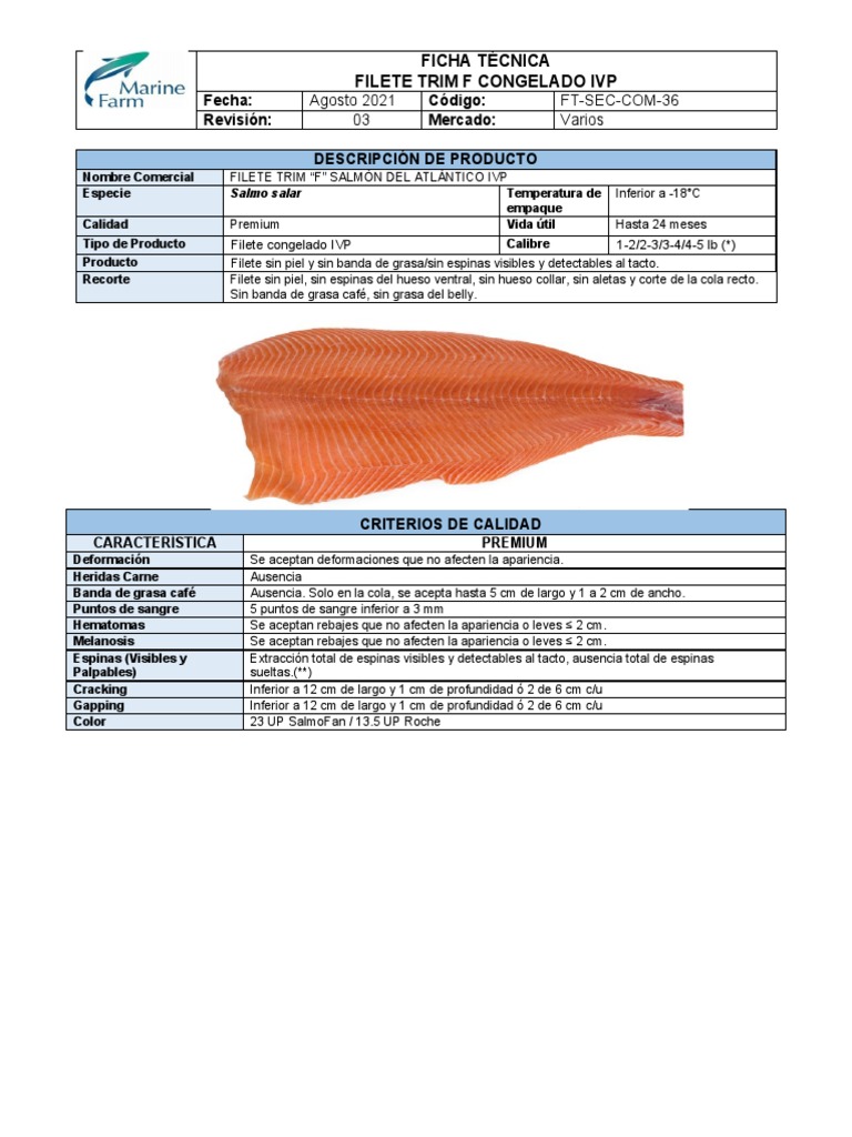 FT-SEC-COM-36 - Ficha Tecnica Filete TRIM F IVP Salar | PDF