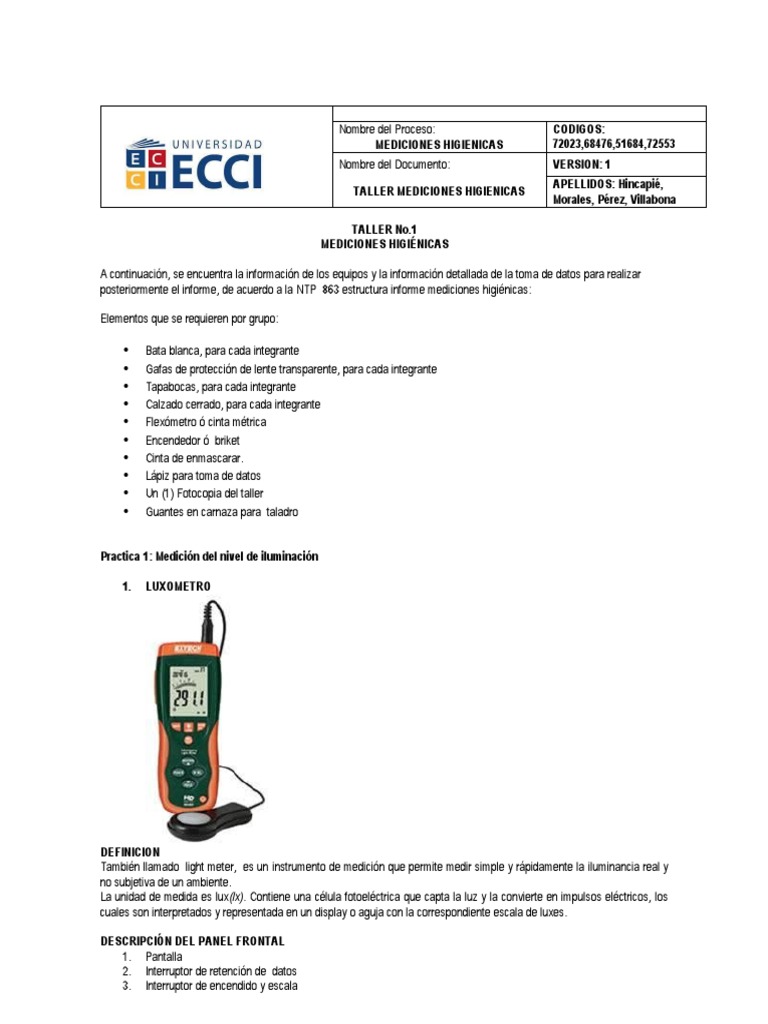 Taller Mediciones Higienicas | PDF