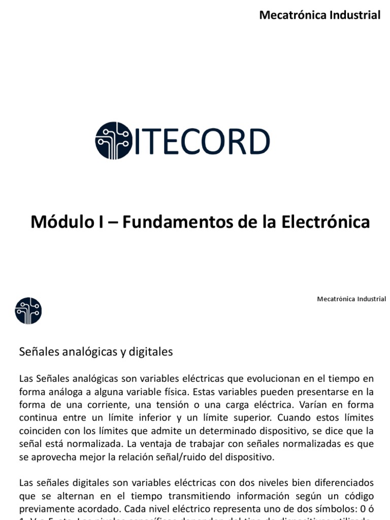 Modulo I - Señales Analógicas y Digitales | PDF | Corriente eléctrica | Sensor