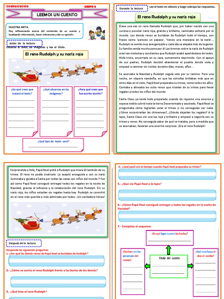 Ficha Lectura El Reno Rudolph Grupo 2 | PDF | Papá Noel