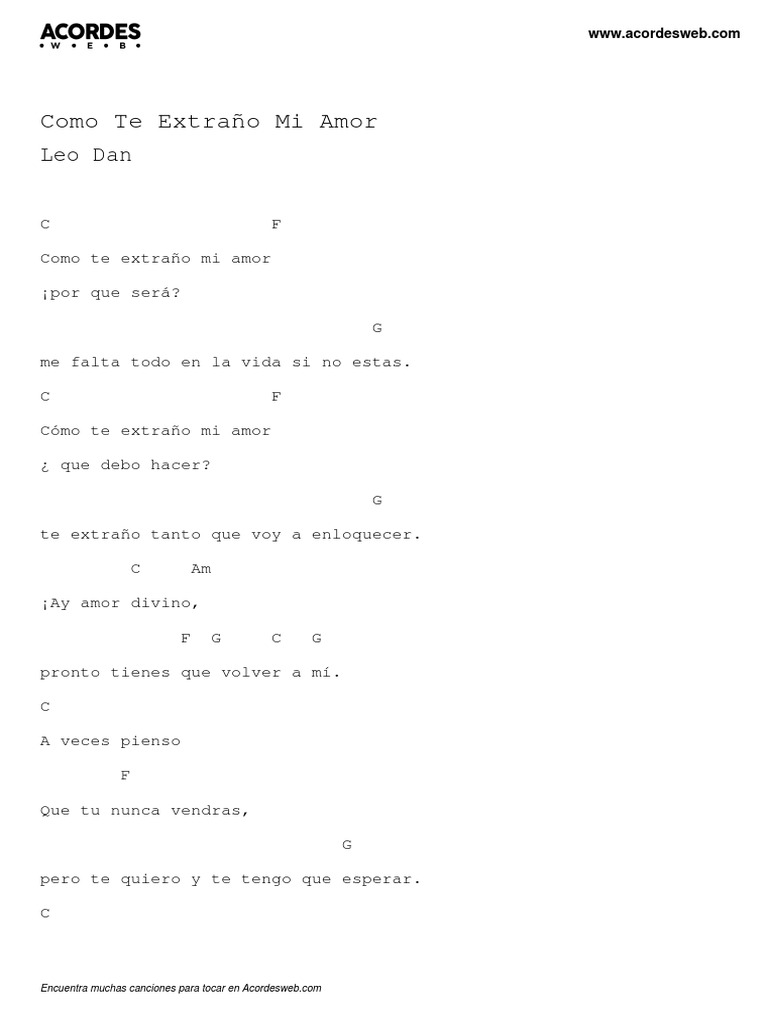 Acordes y letra de "Como Te Extraño" | PDF