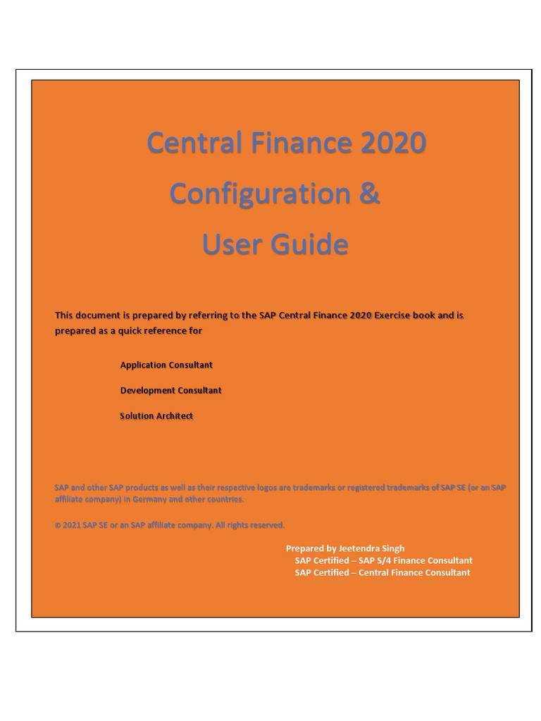 SAP Central Finance 2020 Configuration and User Guide | PDF ...