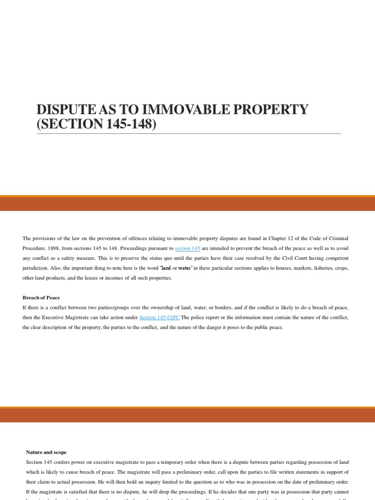 Section 145 CrPC: Property Dispute Resolution | PDF | Magistrate | Property