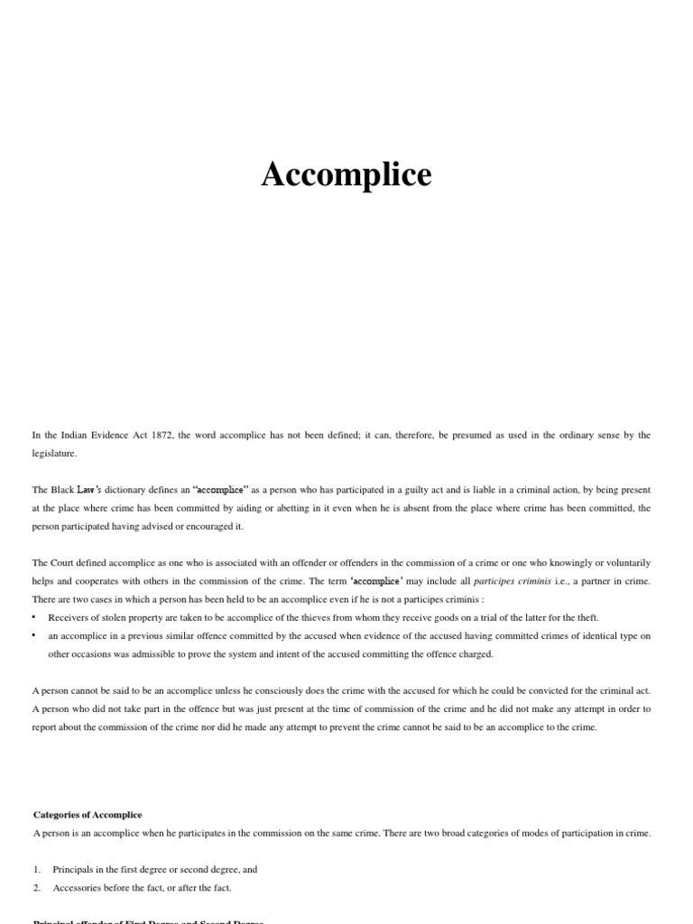Accomplice | PDF | Crimes | Crime & Violence
