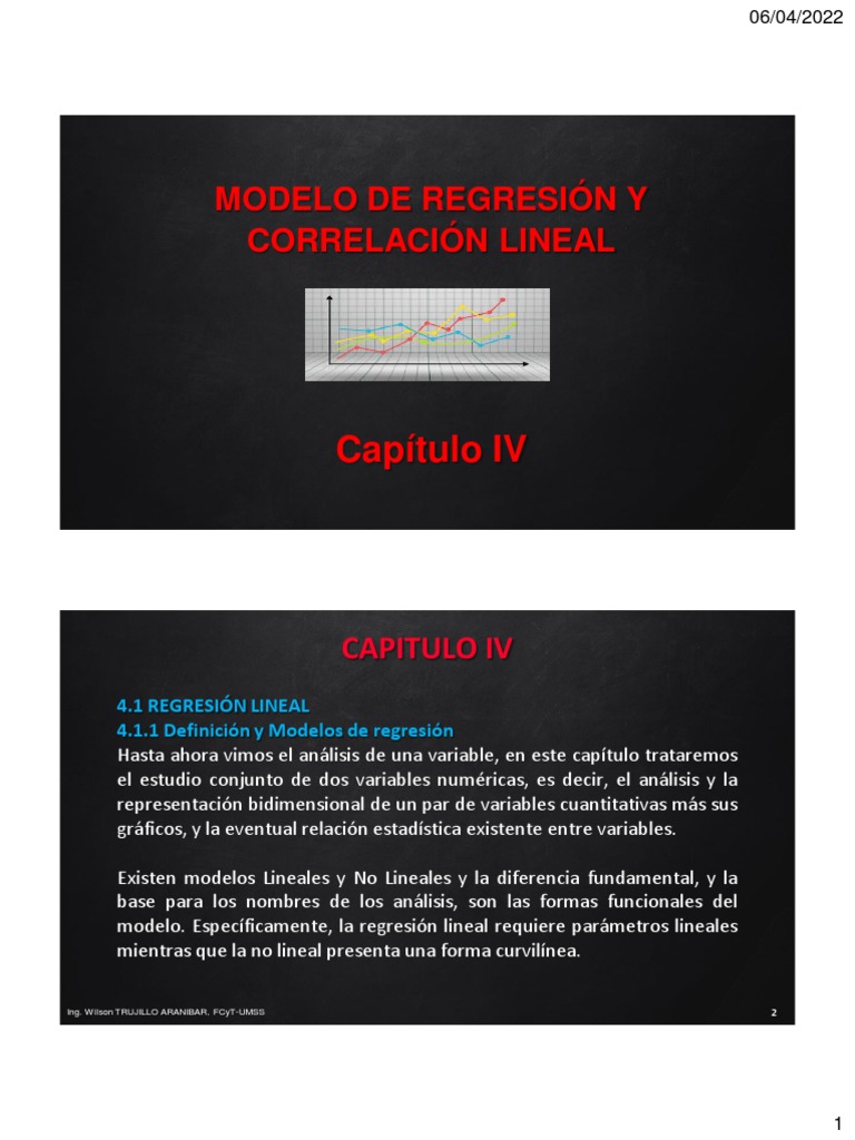 Capitulo 4 - Regresión - Corr Lineal - I - 2022 | PDF