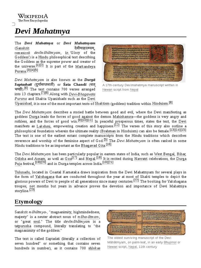 Devi Mahatmya | PDF | Religion & Spirituality