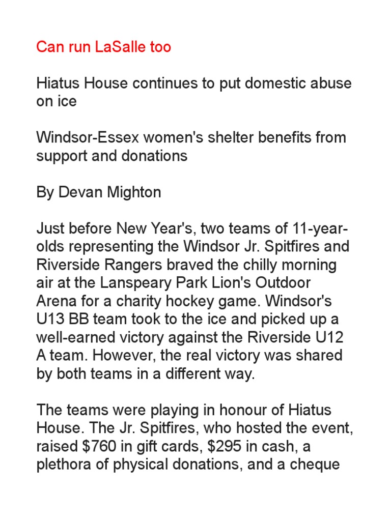 Devan Mighton - Hiatus House Story | PDF | Violence | Social Psychology