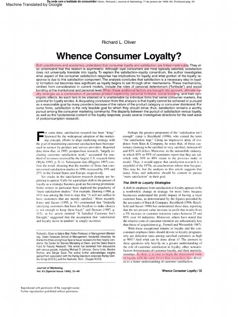 Oliver - 1999 Whence - Consumer - Loyalty | PDF