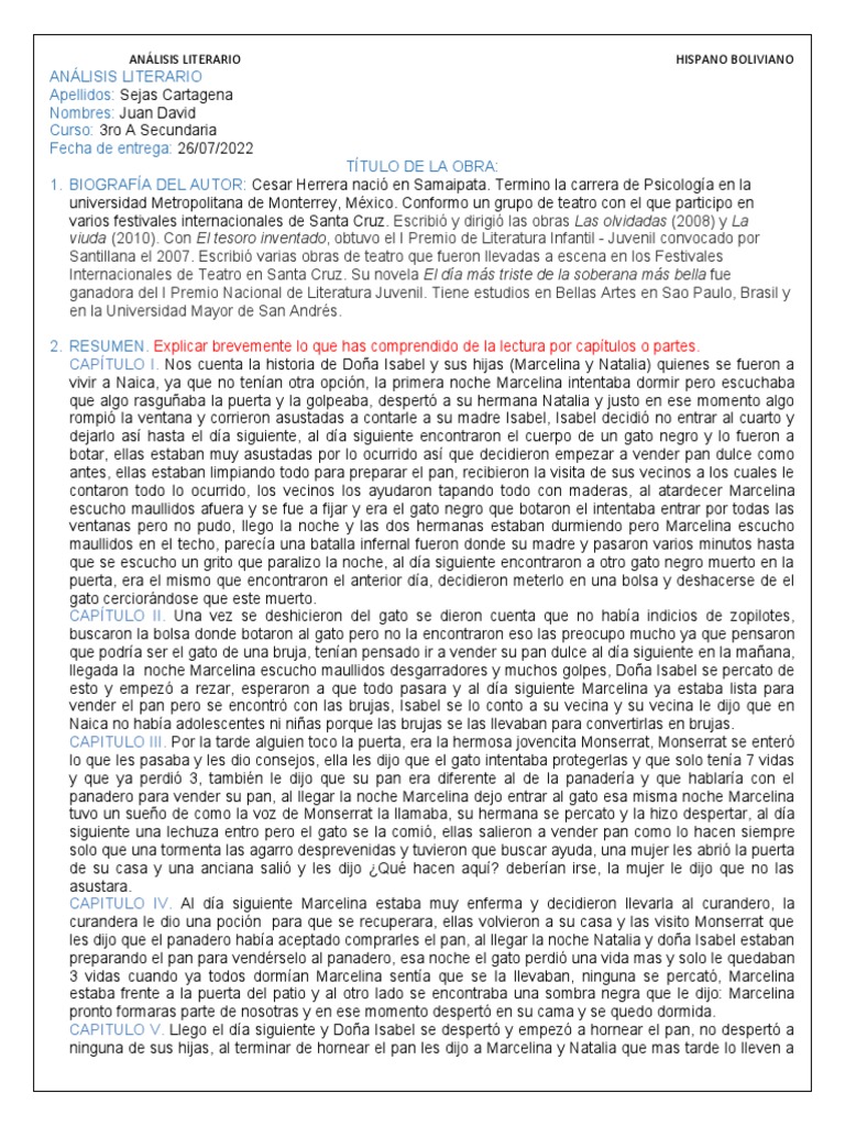 Analisis Literario Completo | PDF | Panes