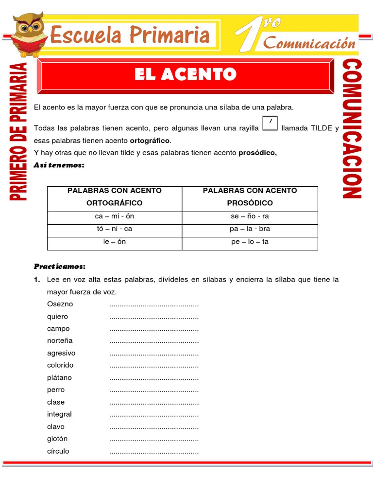 El Acento para Niños de Primaria | PDF