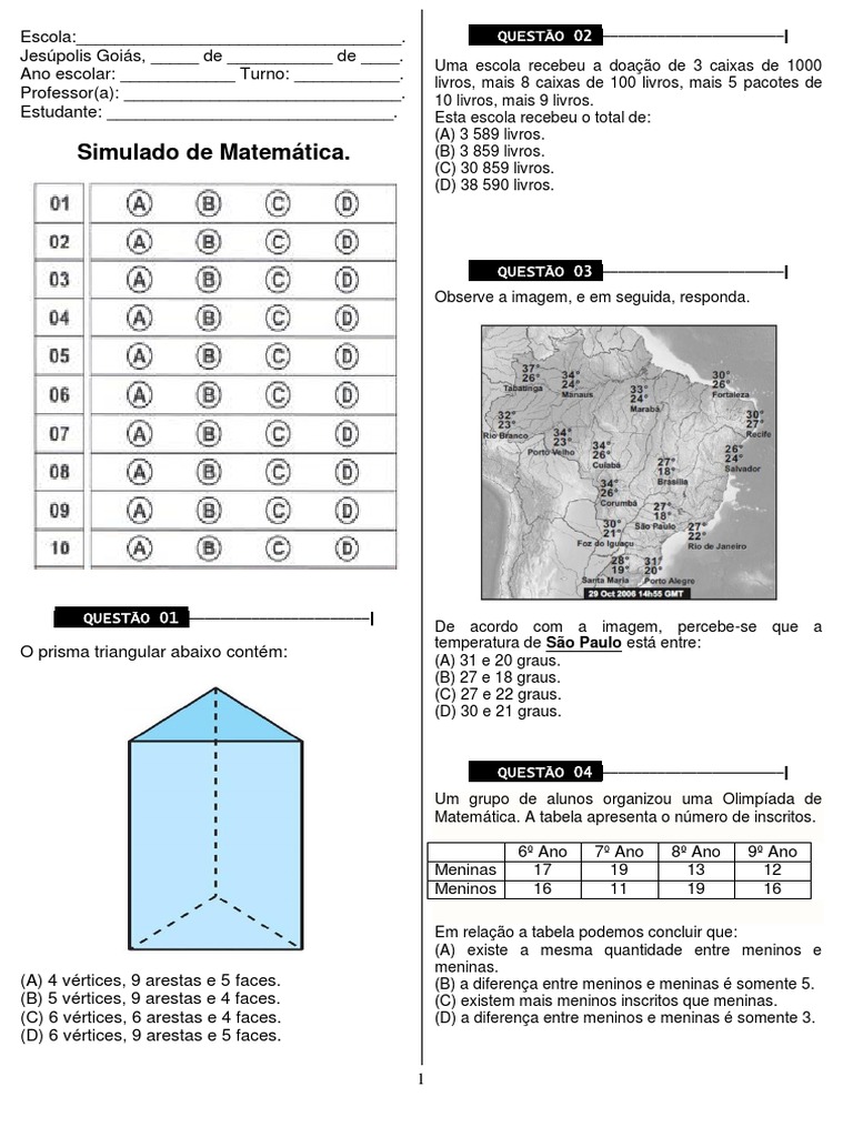 Simulado 5 de Matemática | PDF