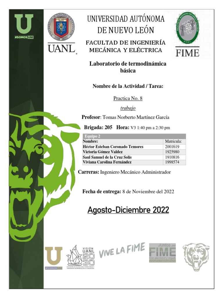 Equipo 2 - Practica 8 - Lab Termo Basica | PDF