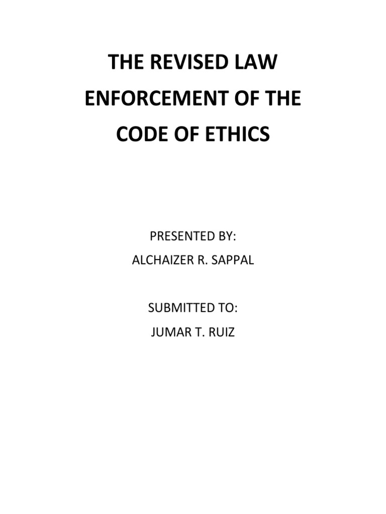 Revising the Code of Ethics: Establishing Guidelines for Appropriate ...