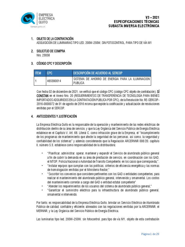 Item CPC Descripción de Acuerdo Al Sercop: V3 - 2021 Especificaciones ...