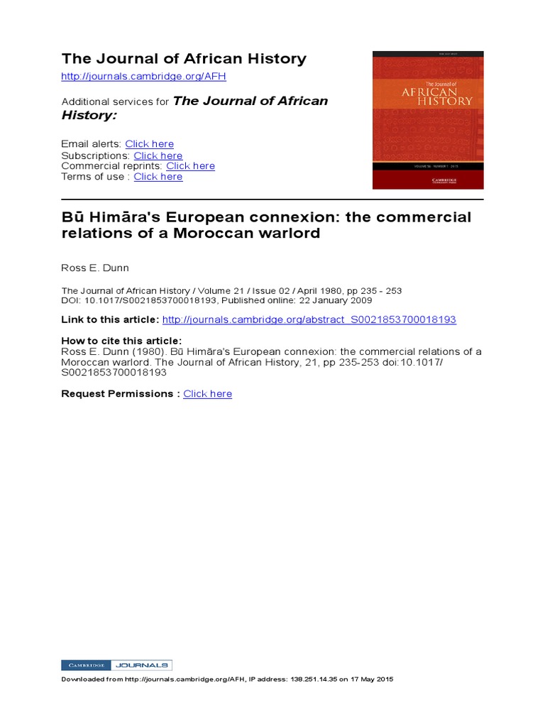 The Journal of African History | PDF | Morocco | Algeria